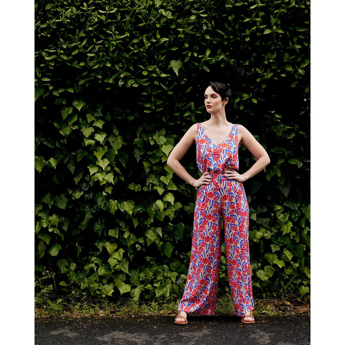 Peacock Pants | Red Floral | Purr Clothing