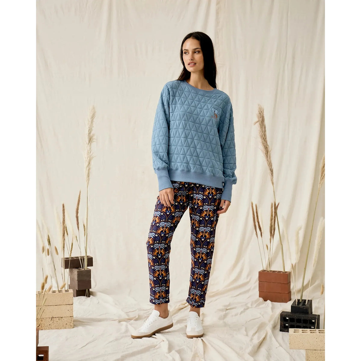 Trackie Top | Quilted Blue | Purr Clothing
